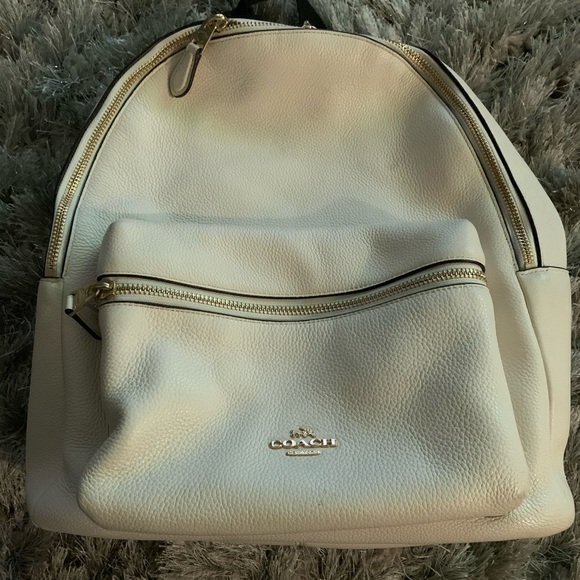 Coach | Bags | Large Coach White Leather Backpack | Poshmark